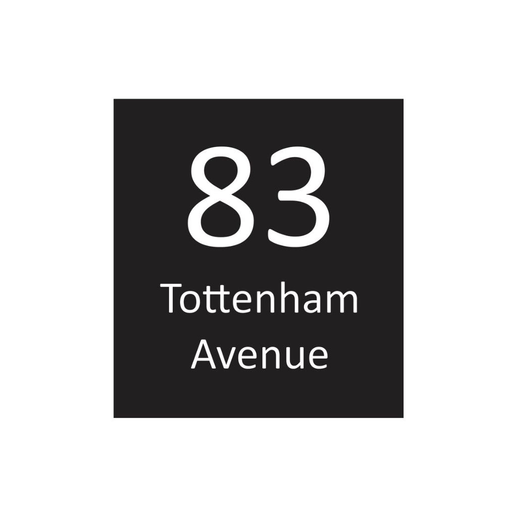 Black Powder-Coated Address Sign with Laser Cut Text - 390 x 430mm ...