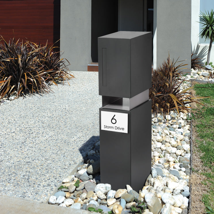 White Plastic House Sign with Black Engraved Text - Custom Address (20 ...